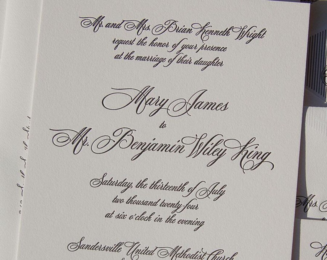 Letterpress Wedding Invitation Sample, Classic Windsor Wedding ...