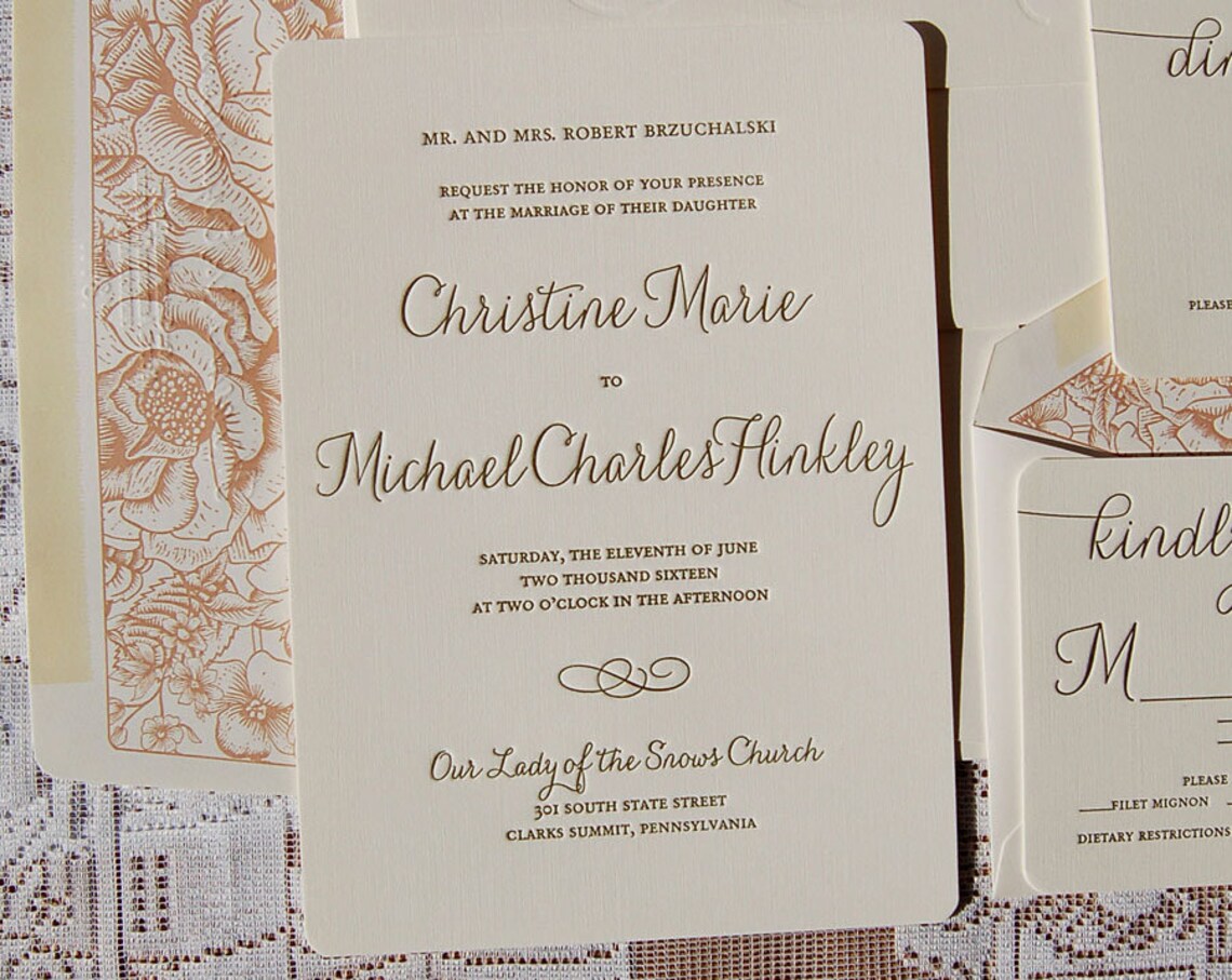 Letterpress Wedding Invitation Sample Wedding Invitation - Etsy