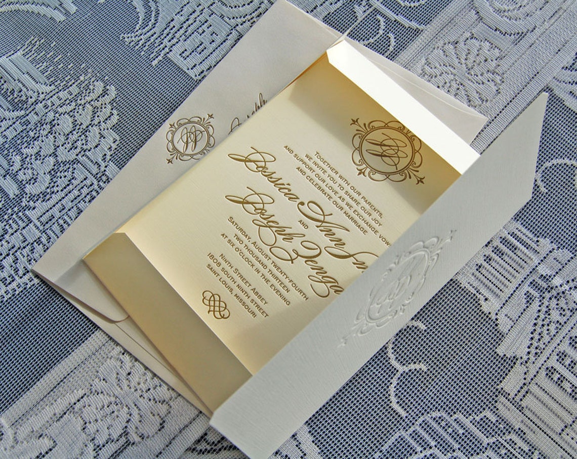 Letterpress Wedding Invitation Sample Wedding Invitation | Etsy