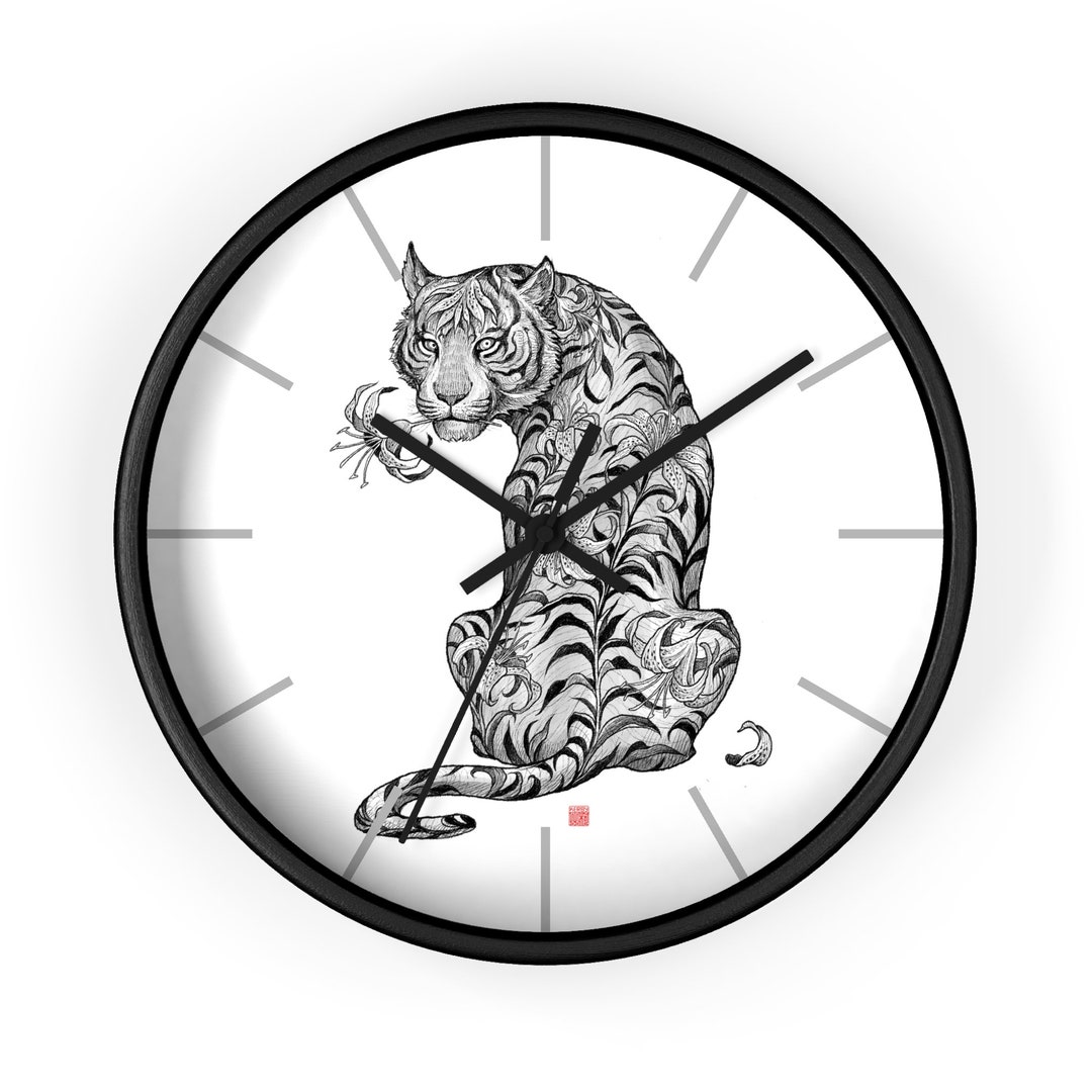 Tiger Lily Wall Clock | Original Art by Kerby Rosanes - Etsy