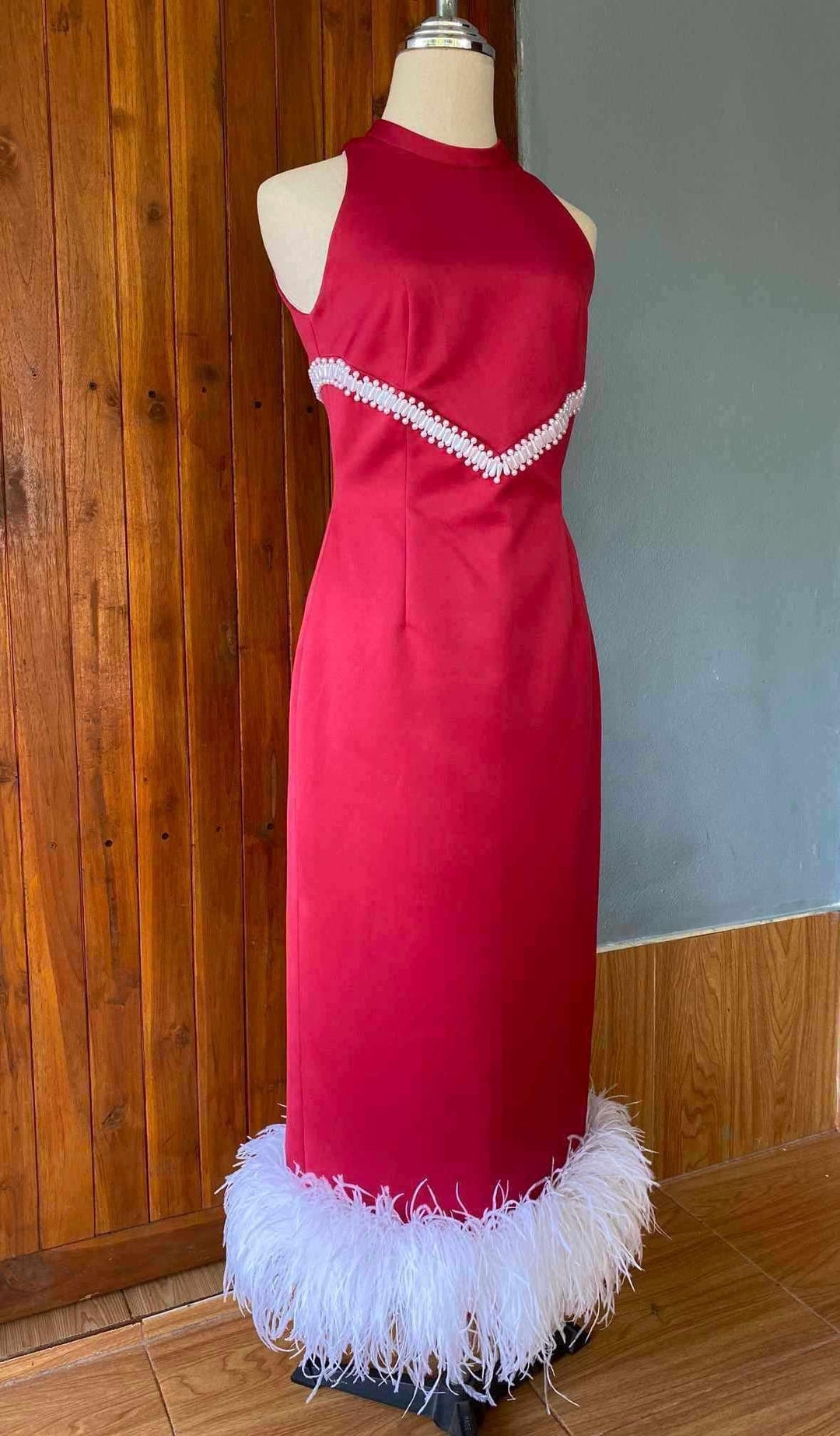 Crimson Red Dress,made to Order,women Wedding Dress,decorated With ...