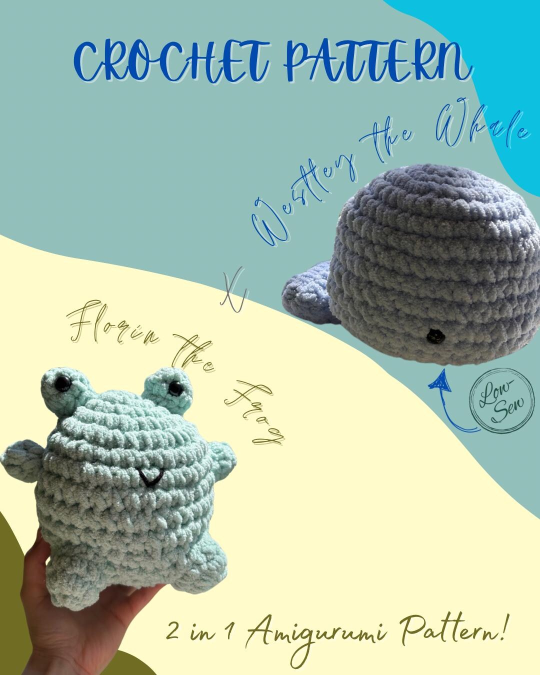 2 in 1 Whale and Frog Crochet Pattern Digital PDF + Printer Friendly ...