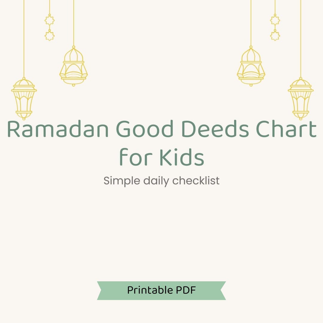 Ramadan Good Deeds Chart for Kids | Simple Daily Checklist Printable ...