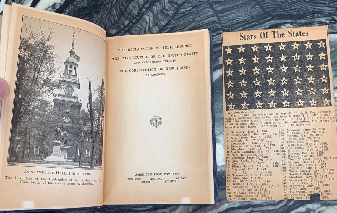 Vintage Book Declaration of Independence, Constitution of the United ...