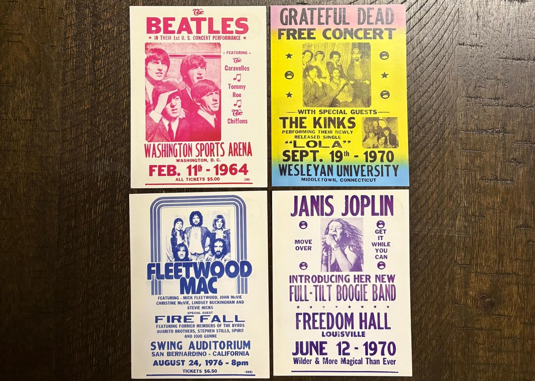 Vintage Postcard - Lot of 4, Rock Band, Beatles, Grateful Dead ...