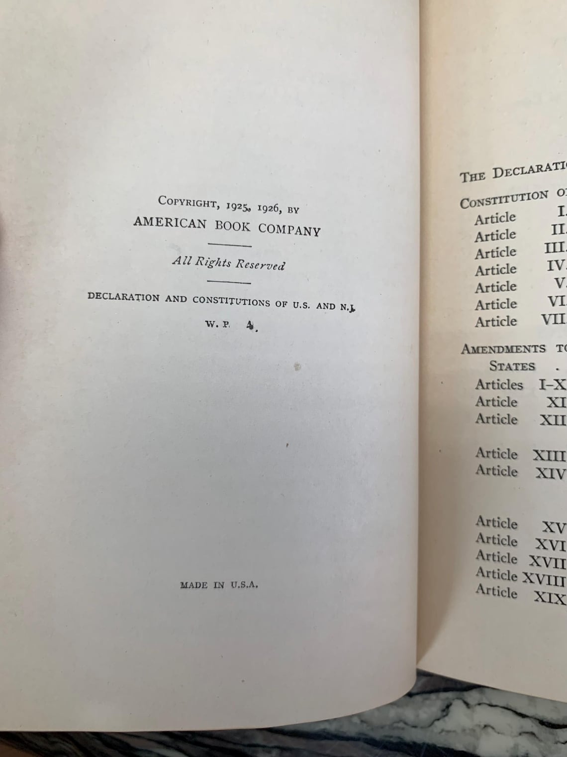 Vintage Book Declaration of Independence, Constitution of the United ...