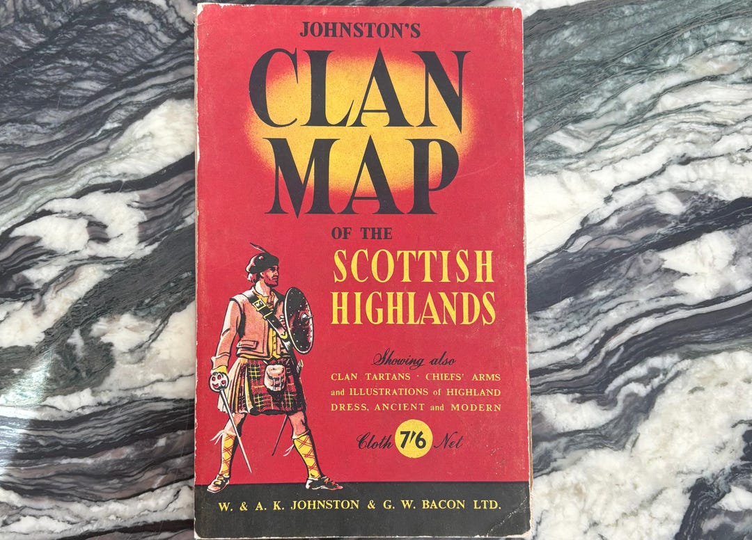 Vintage Map - Johnston’s Clan Map of the Scottish Highlands, Johnson ...