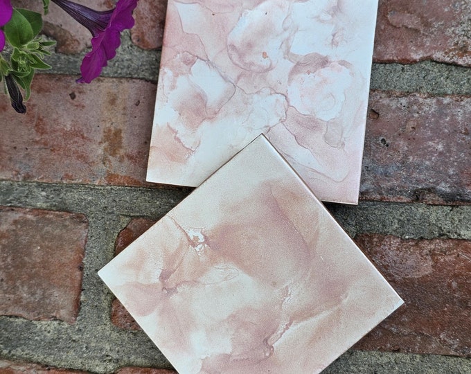 READY TO SHIP Ceramic Tile Coasters Alcohol Ink - Etsy