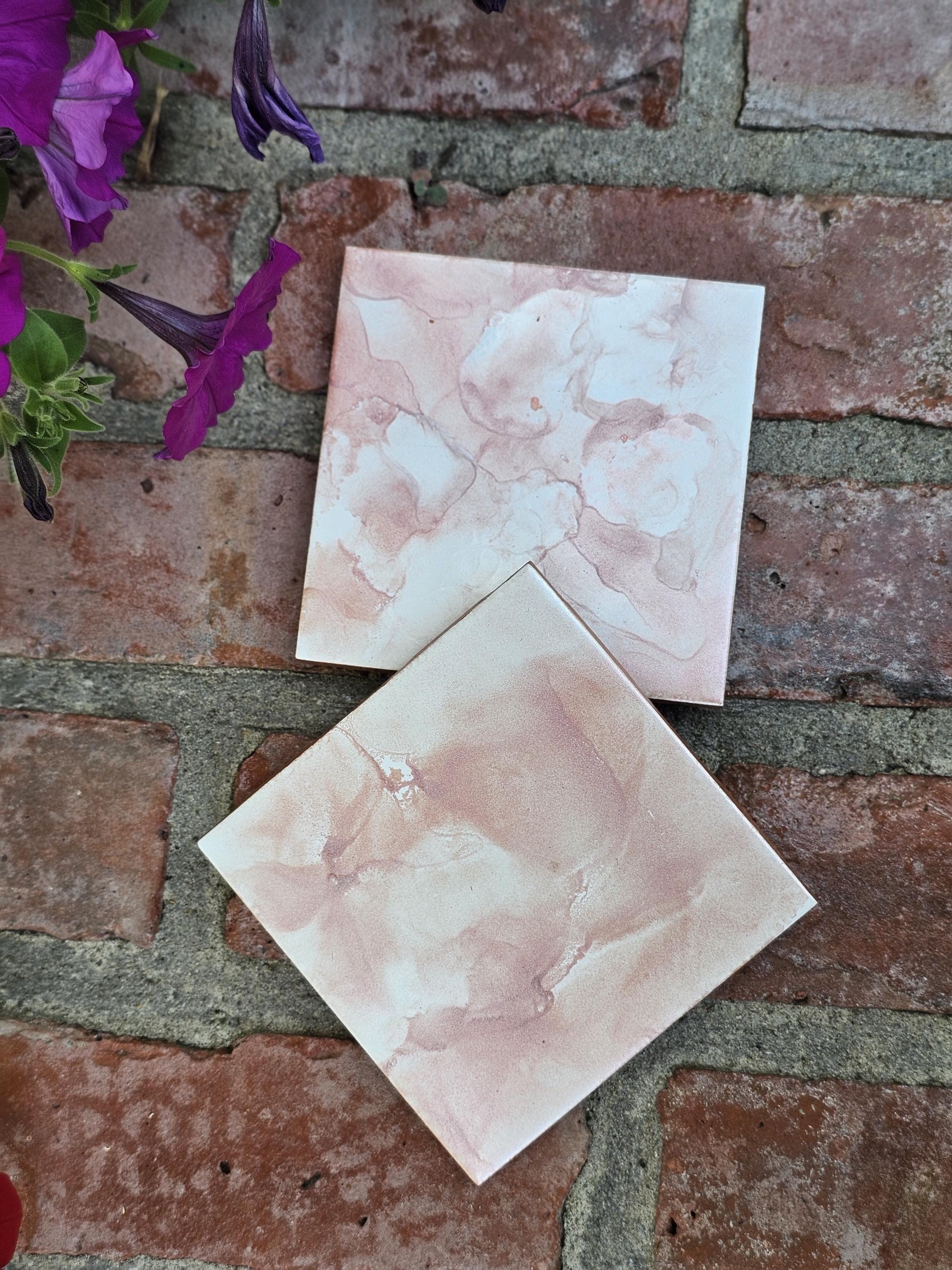 READY TO SHIP Ceramic Tile Coasters Alcohol Ink - Etsy