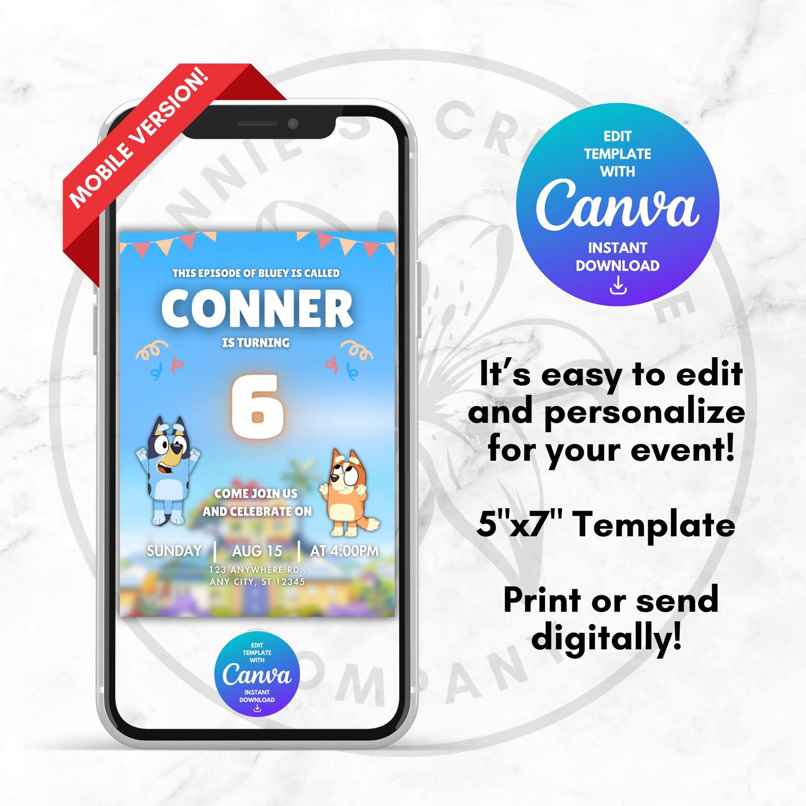 Bluey Birthday Theme Invitation Template, Bluey Birthday Template ...