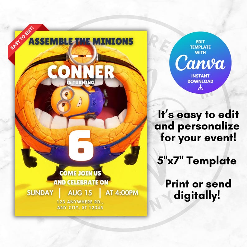 Minions Birthday Party Invitation, Editable and Printable Minions Party ...