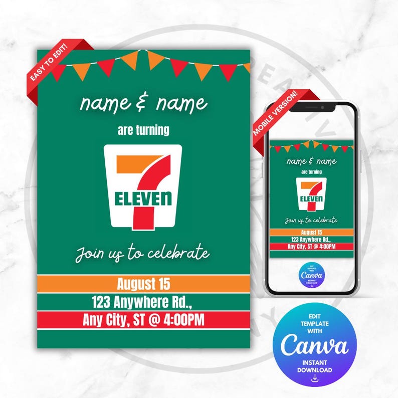7-11 Birthday Theme Template - Etsy