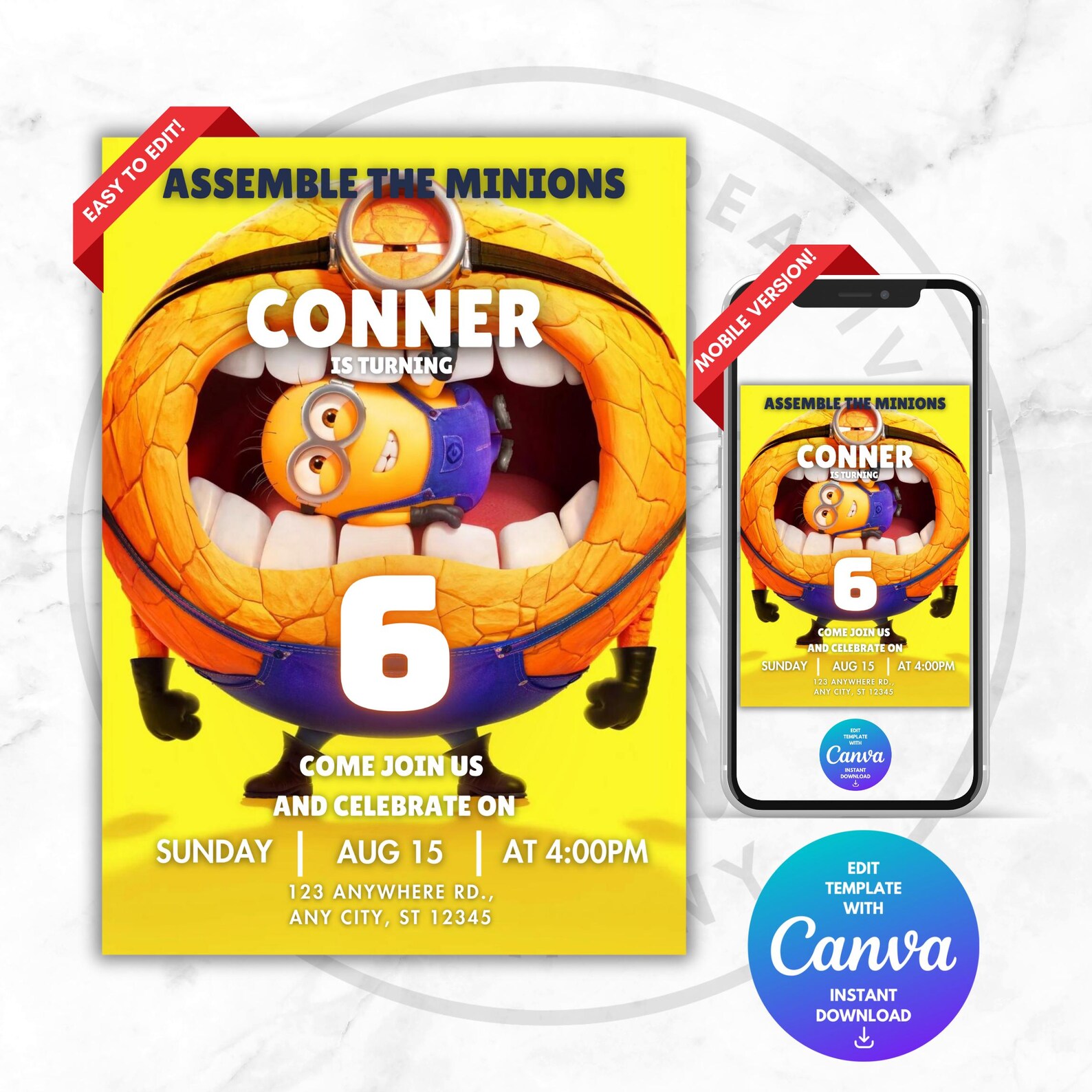 Minions Birthday Party Invitation, Editable and Printable Minions Party ...