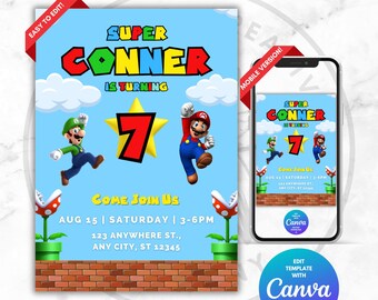 Mario and Luigi Party Invitation - Etsy Canada