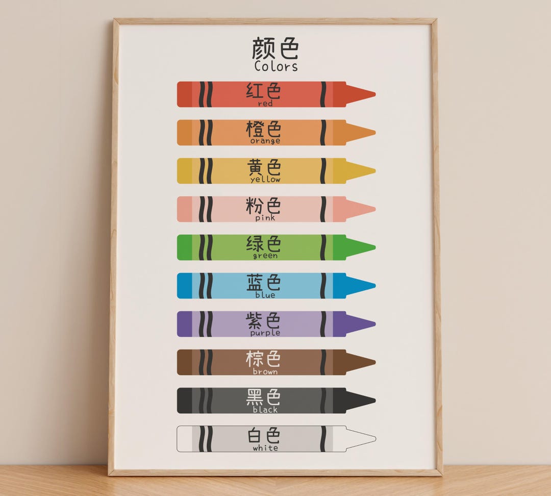 Chinese Color Vocabulary Educational Poster Mandarin Bilingual Kids ...