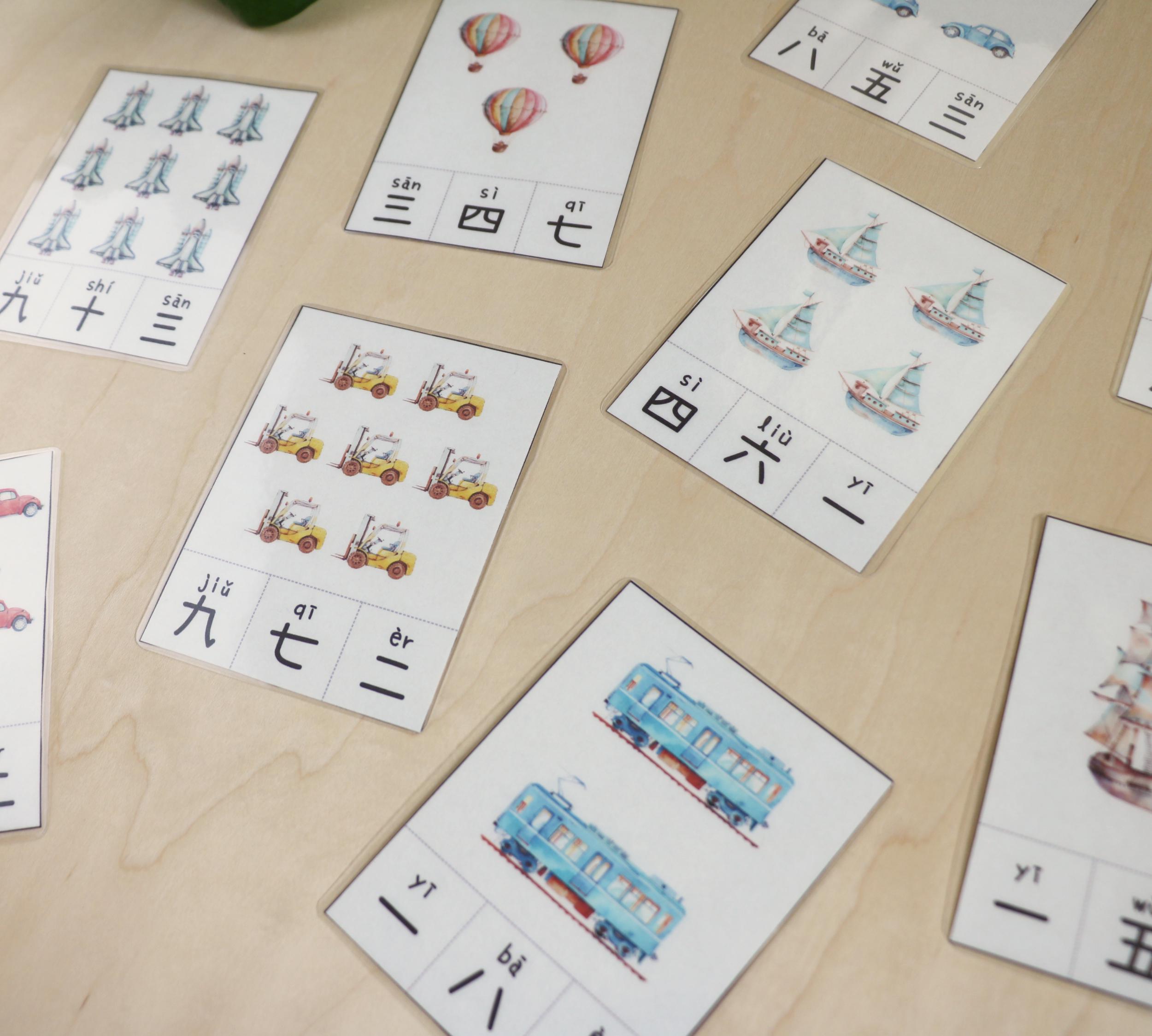 Chinese Number Flash Cards: Mandarin Transportation Counting Activity ...