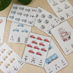 Chinese Number Flash Cards: Mandarin Transportation Counting Activity ...