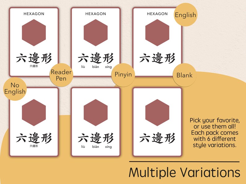 Traditional Chinese Shape Flashcards Mandarin Bilingual Language ...