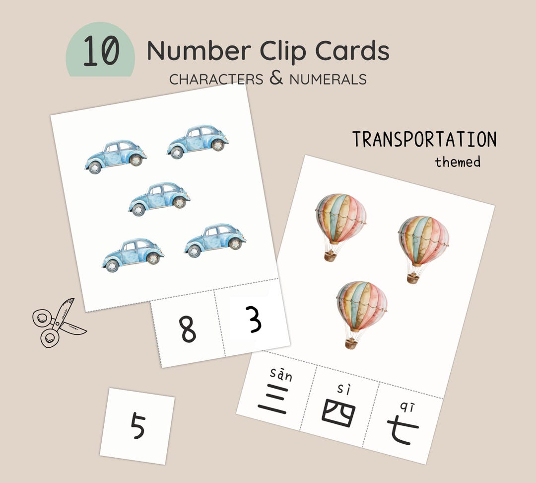 10 Chinese Number Cards Preschool Counting Mandarin Character Cards ...