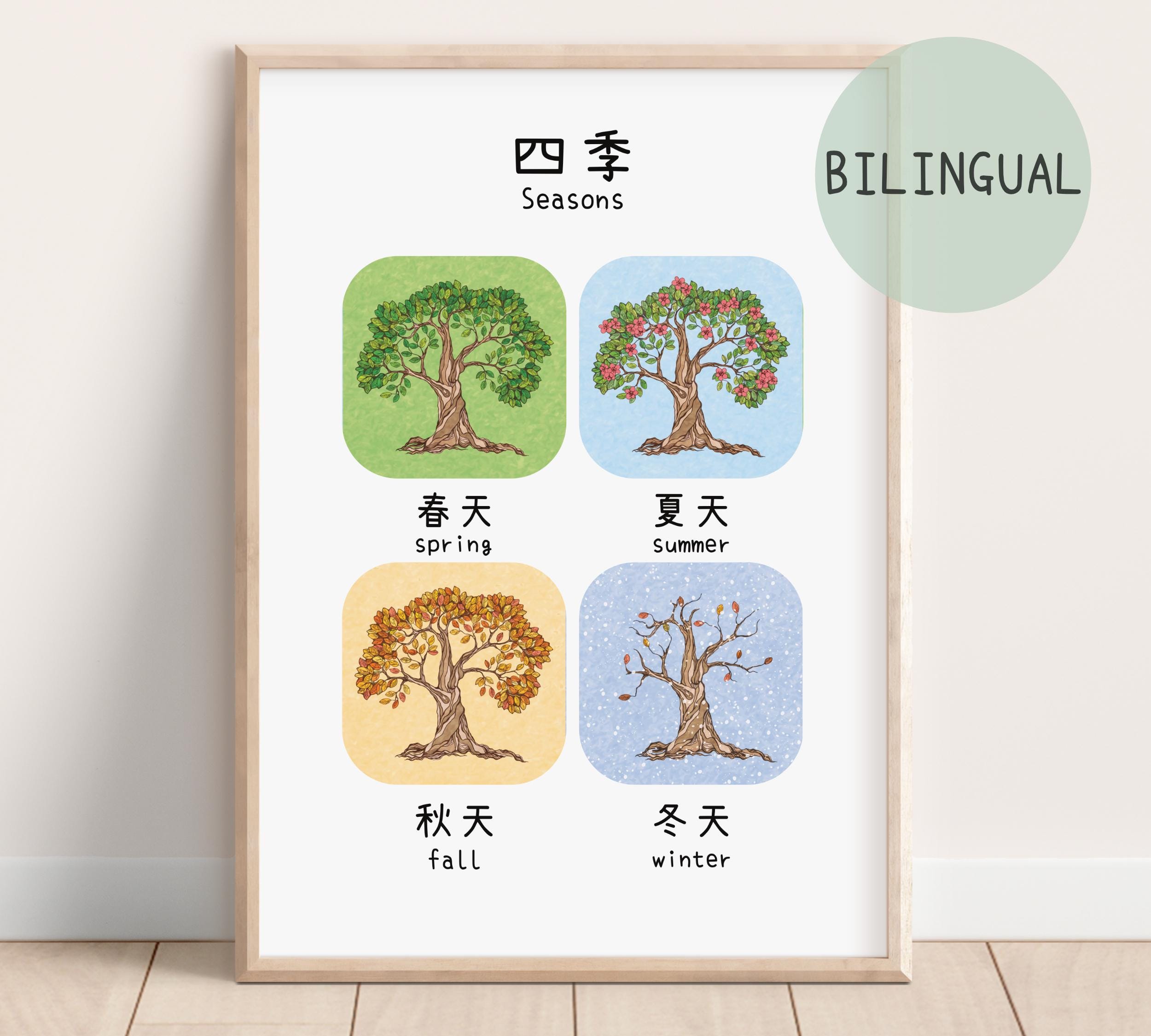Chinese Seasons Poster: Bilingual Mandarin Classroom Art (digital ...
