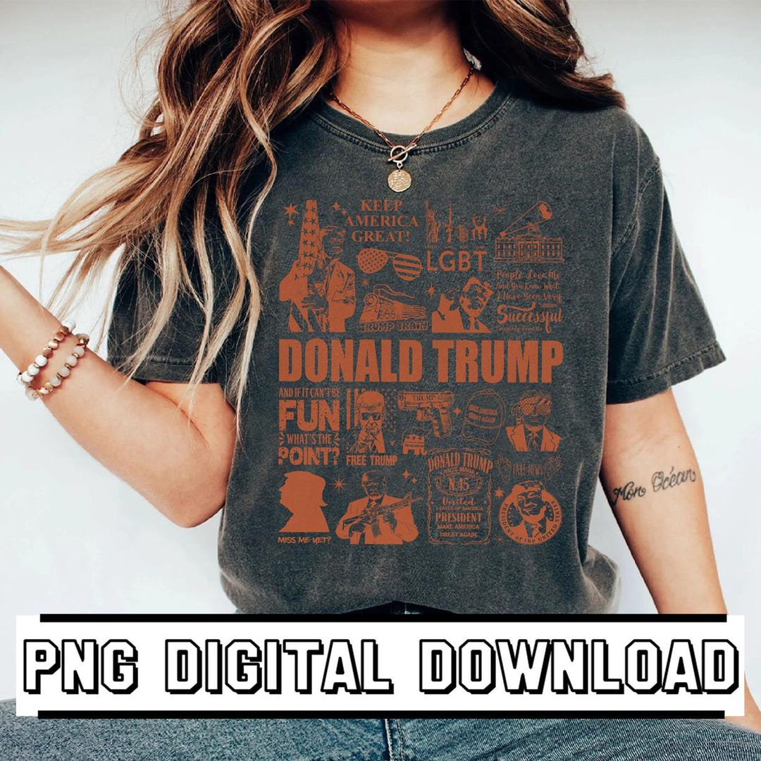 Vintage Donald Trump Doodle Art Png, 2024 Election Png, Donald Trump ...