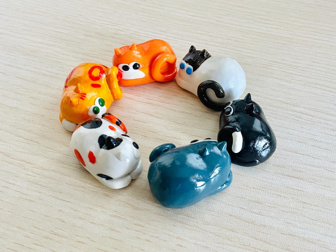 Cute Polymer Clay Cat Figurines - Etsy