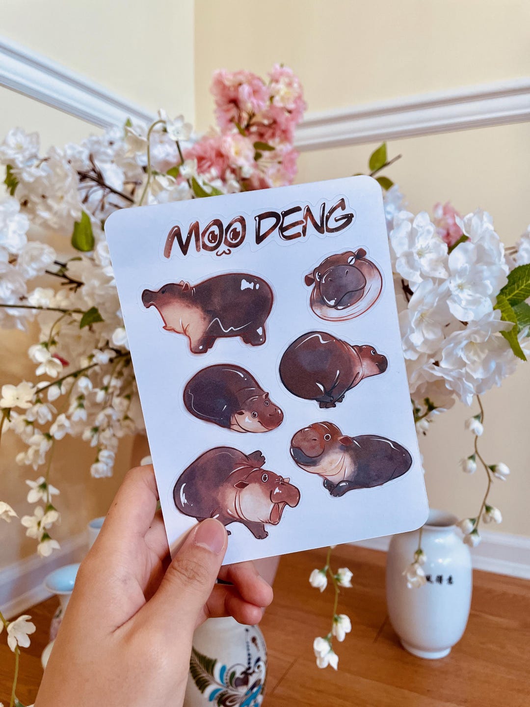 Moo Deng Sticker Sheet | Moo Deng Decor | Moo Deng Merch | Journal ...
