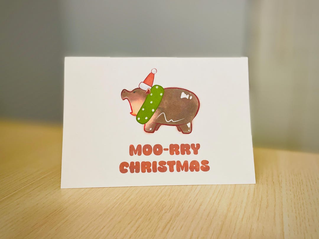 Moo Deng Christmas Cards | Moo Deng Holiday Cards | Cute Christmas ...