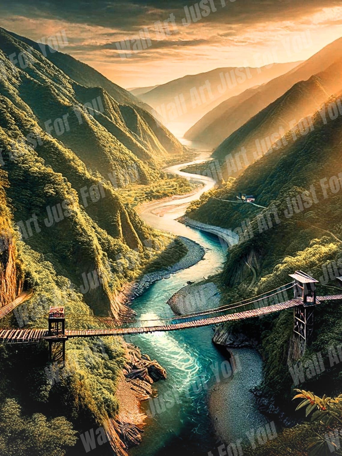 Japan Iya Valley Sunset Digital Wall Art, Captivating Shikoku Landscape ...