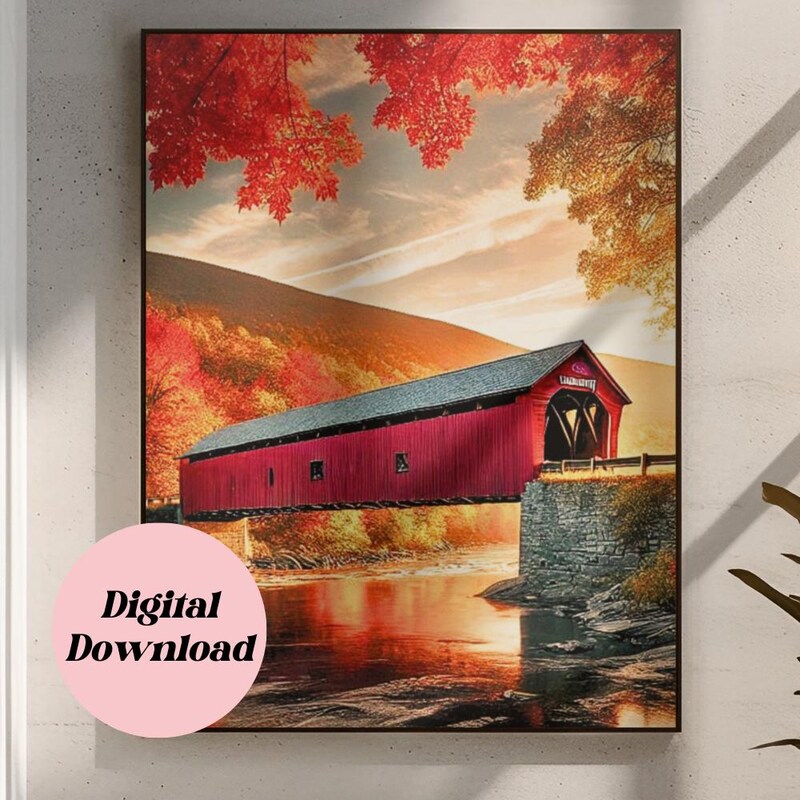 Red Covered Bridge - Etsy