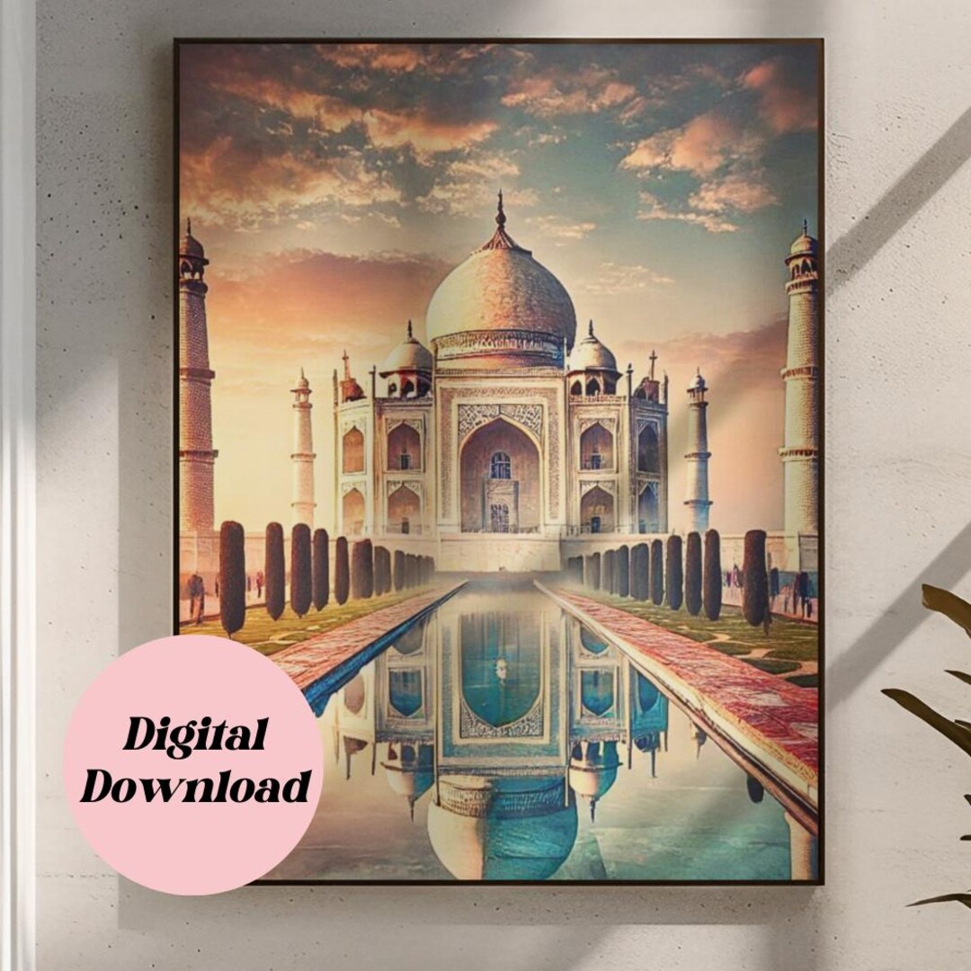 Printable Taj Mahal Sunrise Digital Download Wall Art - High-resolution ...