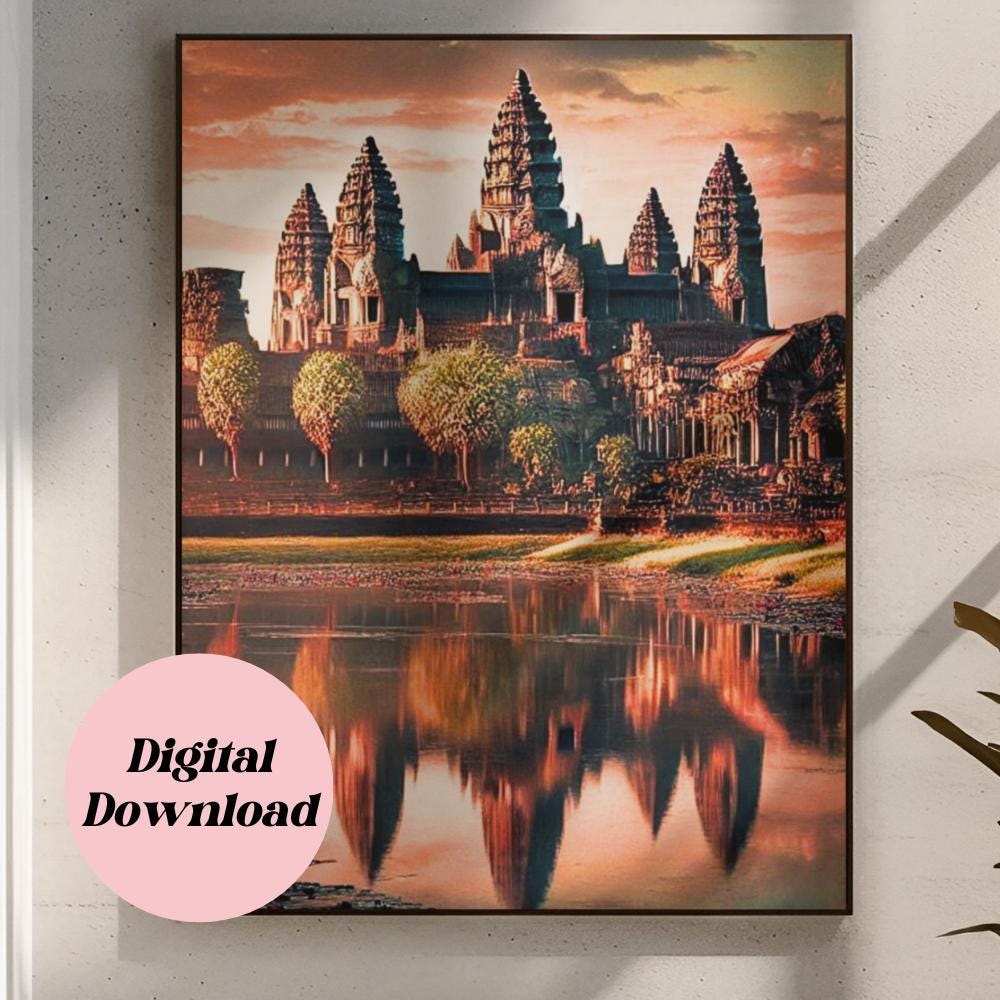 Printable Angkor Wat Wall Art High-resolution Printable PNG Cambodia ...