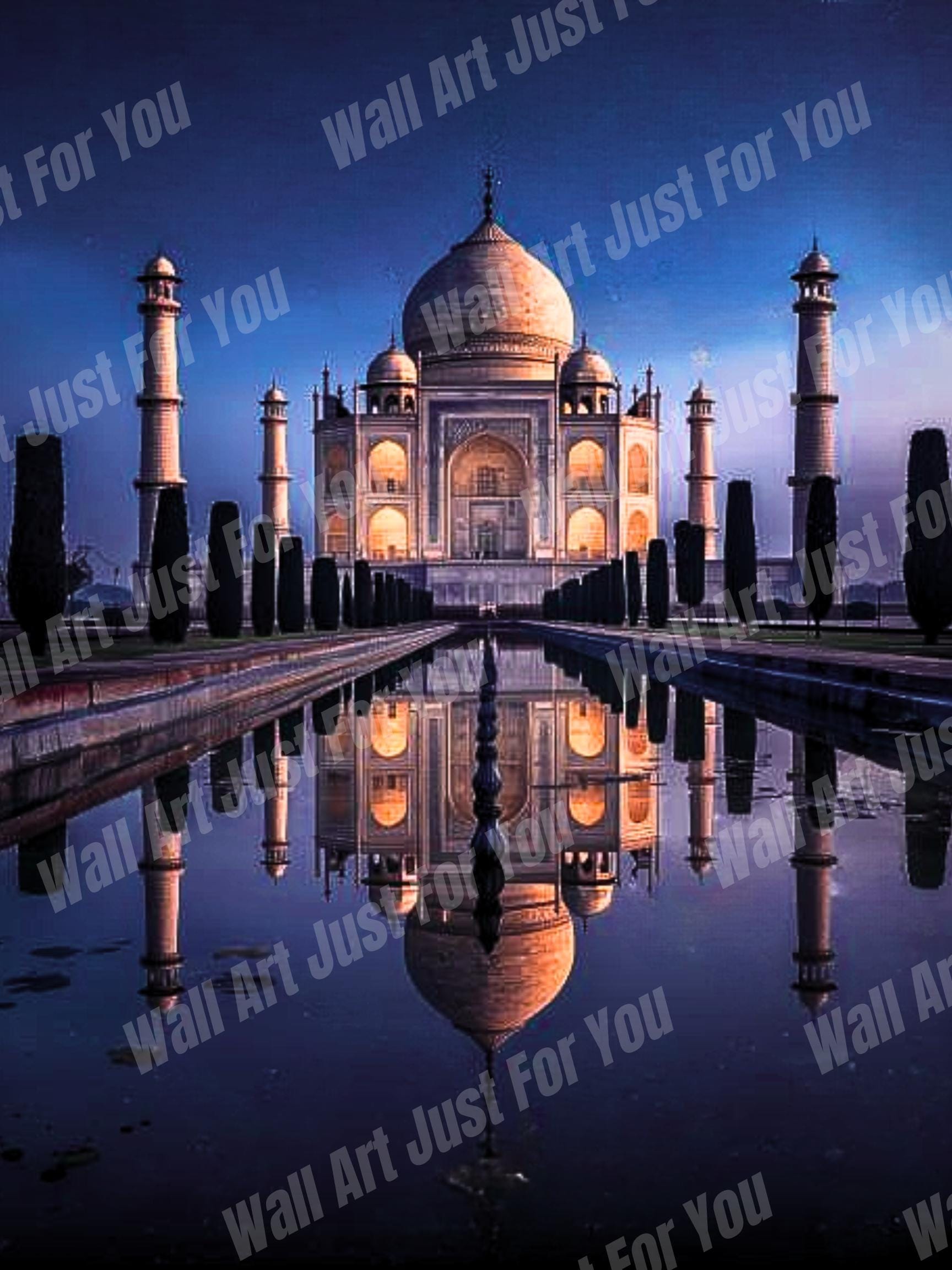 Taj Mahal Nightscape Digital Wall Art, India Architecture Taj Mahal ...
