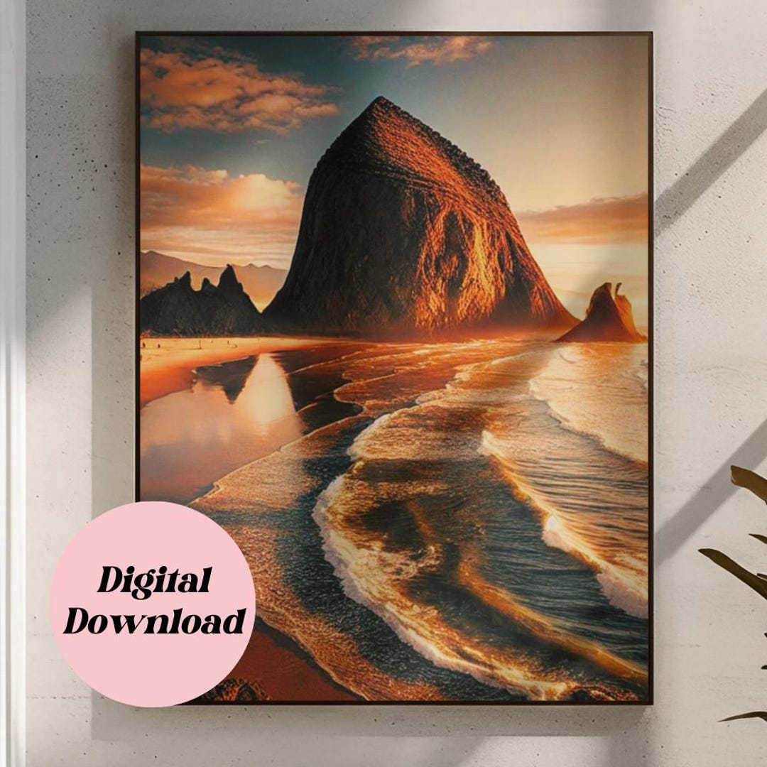 Printable Haystack Rock Digital Download Wall Art - High-resolution ...