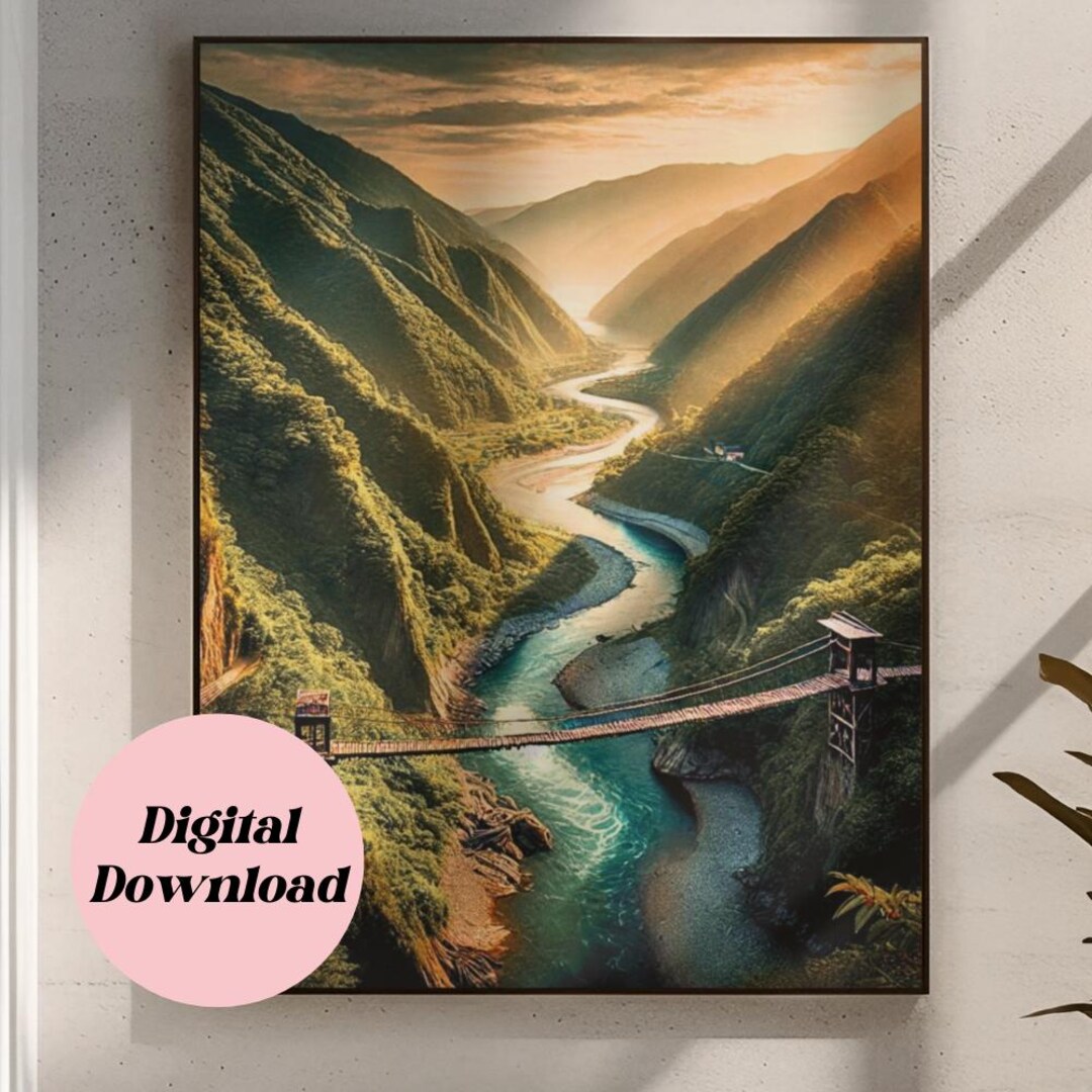 Japan Iya Valley Sunset Digital Wall Art, Captivating Shikoku Landscape ...