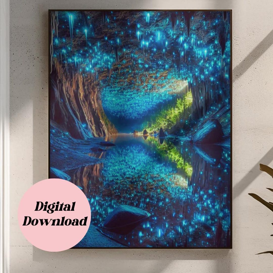 Printable Waitomo Glowworm Caves New Zealand Digital Wall Art - High ...