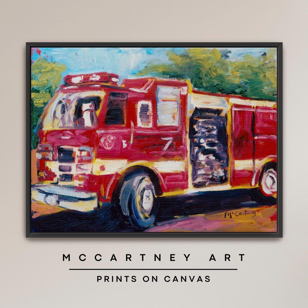 Fire Engine No. 7 on CANVAS, Wall Art Print, Oil Painting Print, Wall ...
