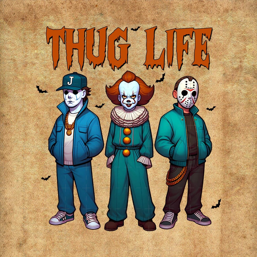 Thug Life Bad Witches Design Png, Retro Halloween Character Png ...