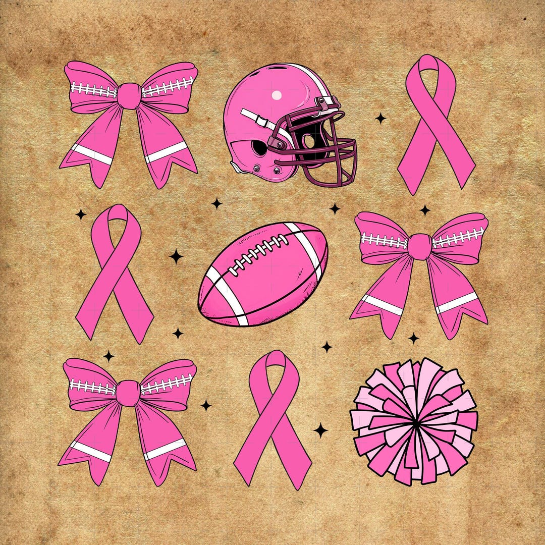 Breast Cancer Football Png, Breast Cancer Png, Pink Ribbon Coquette Bow ...