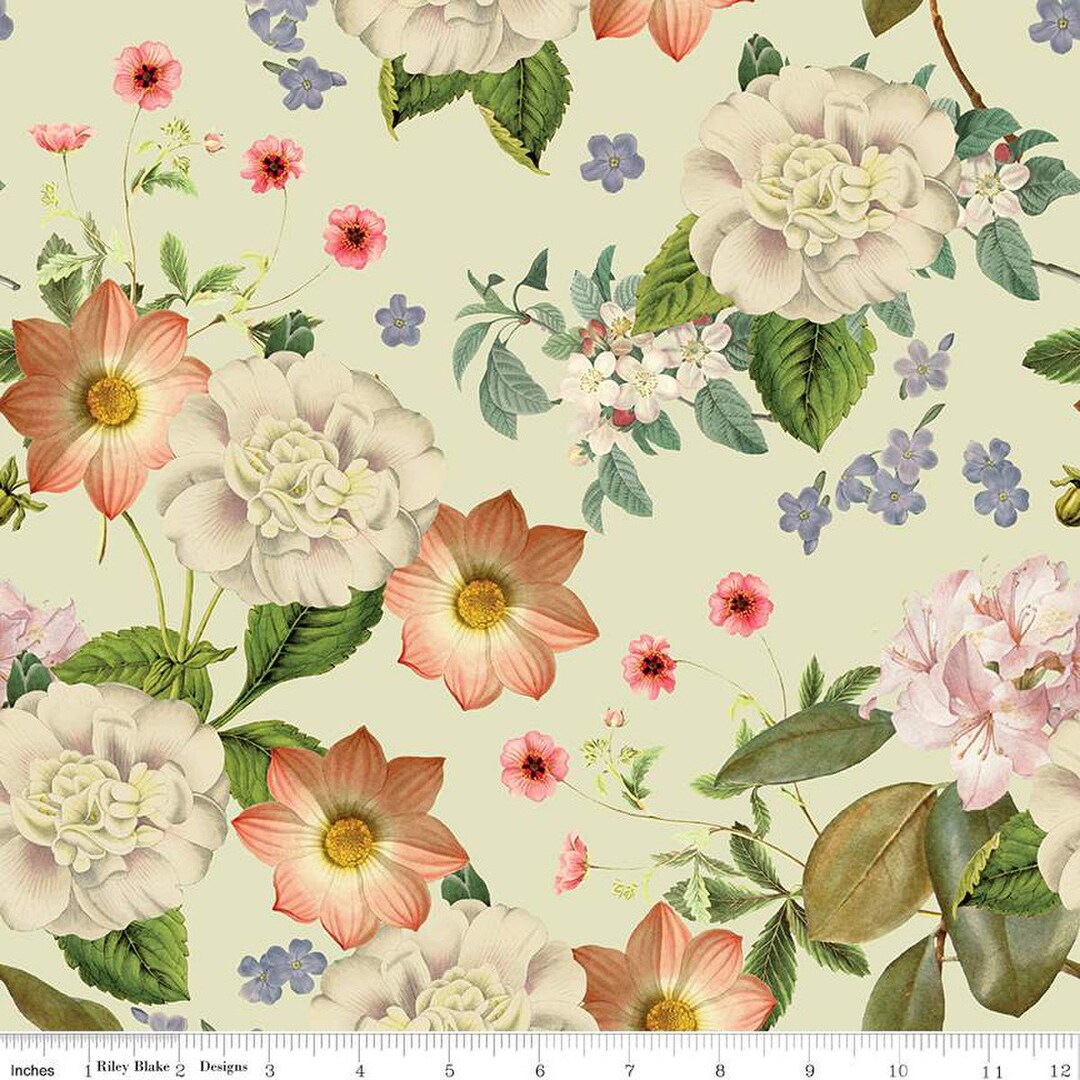 Floral Cotton Fabric: Springtime Main Fern, Riley Blake - by the Yard ...
