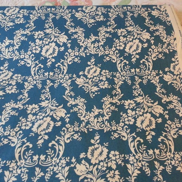 Blue Damask Fabric - Etsy