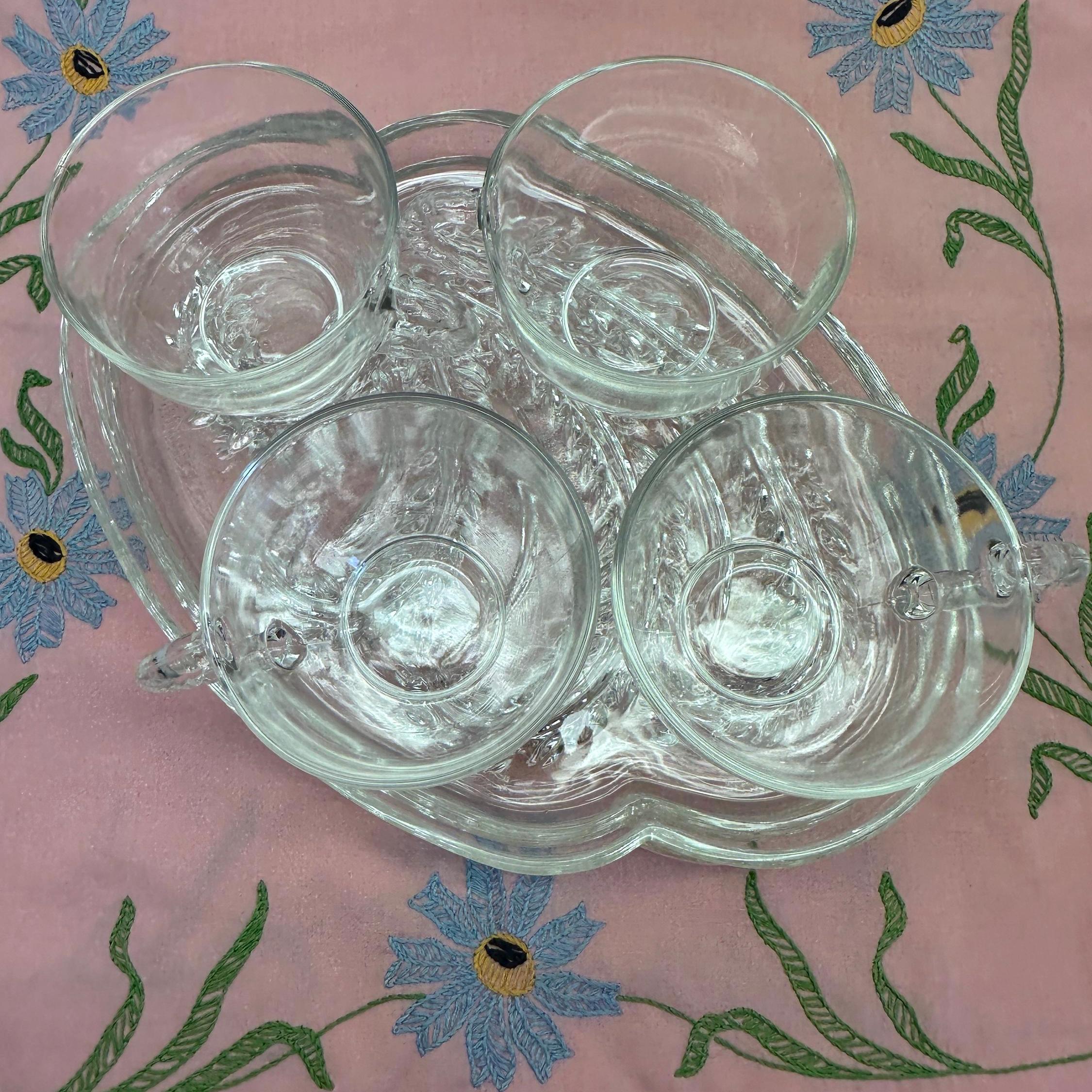 Vintage Federal Glass Homestead Snack Sets (4 Plates, 4 Cups) - Etsy