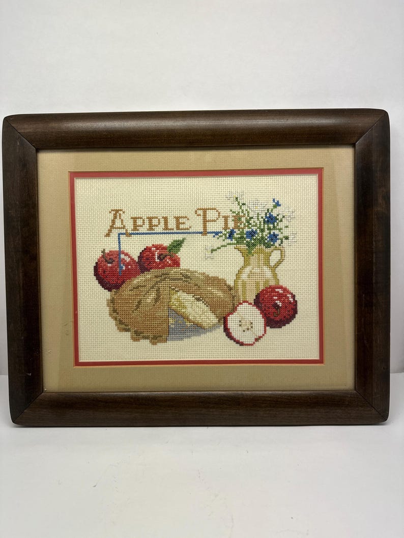 Vintage Framed Apple Pie Cross Stitch - Etsy