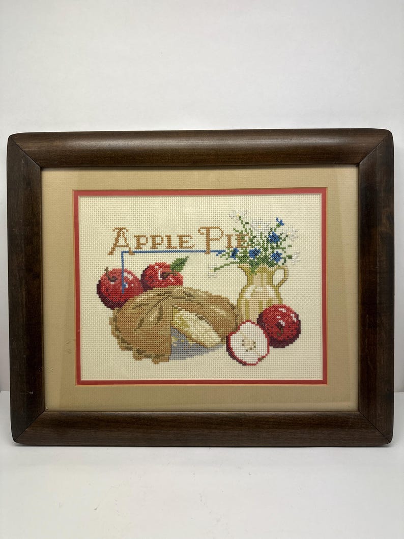 Vintage Framed Apple Pie Cross Stitch - Etsy