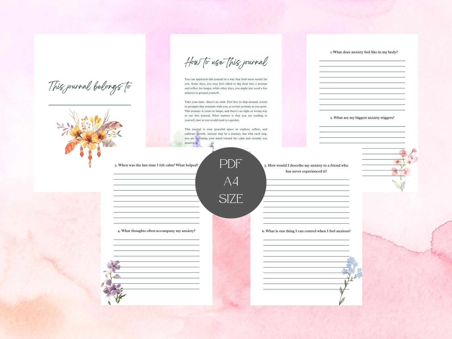 Digital Anxiety Journal, 50 Journal Prompts for Anxiety Relief ...