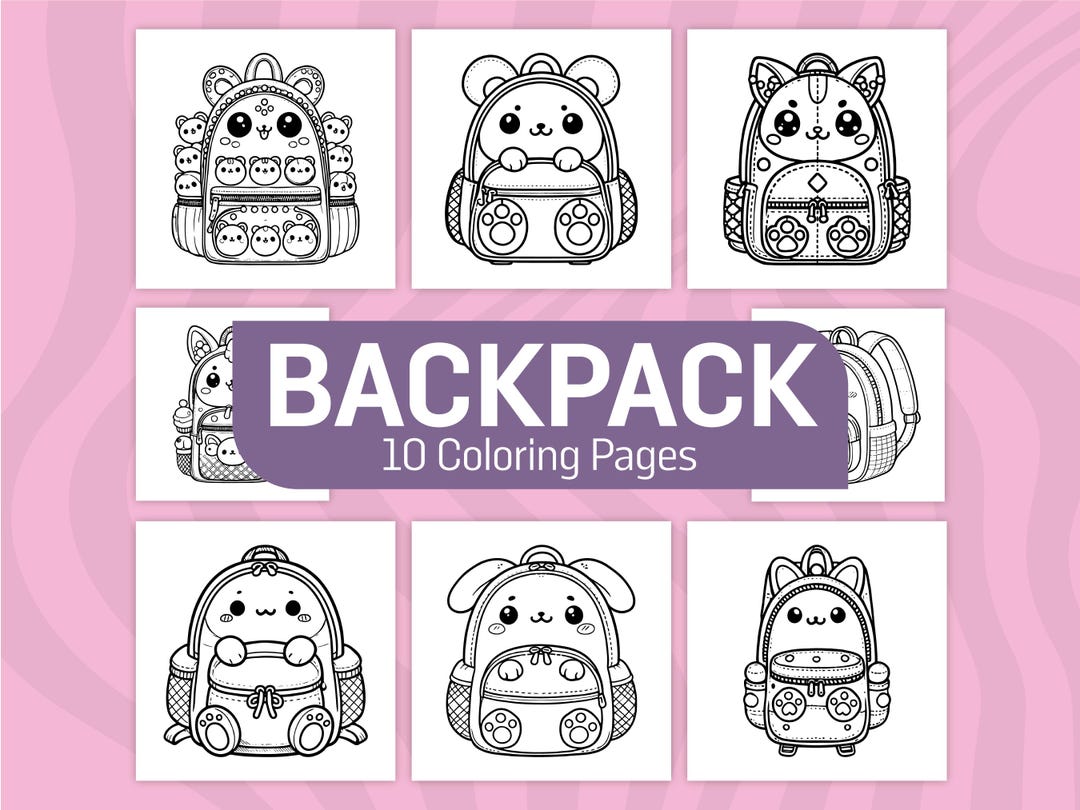 Cute Backpack Coloring Pages for Kids & Adults | Adorable Backpacks ...