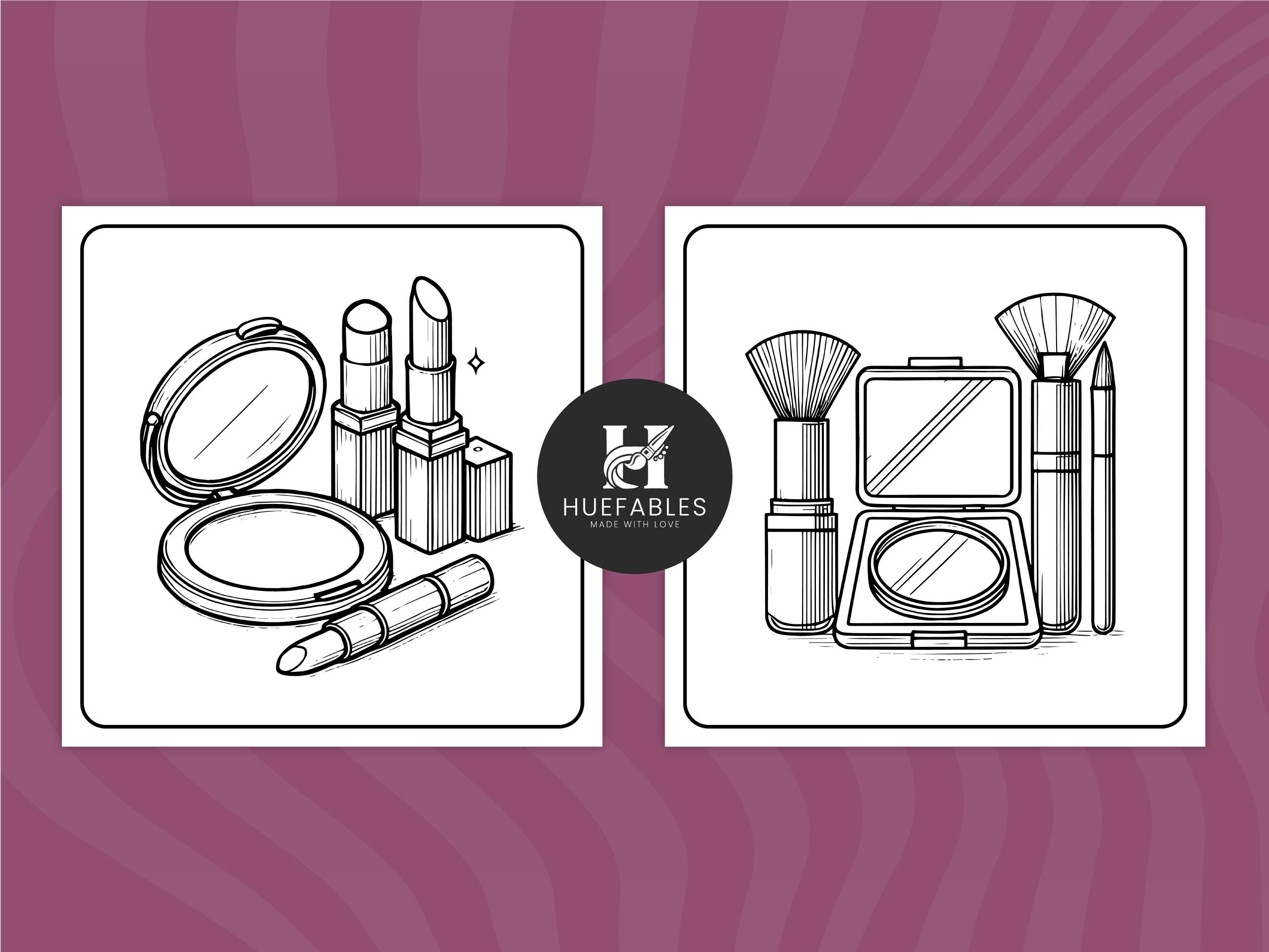 Cosmetics Coloring Pages for Kids & Adults Instant Download Makeup ...