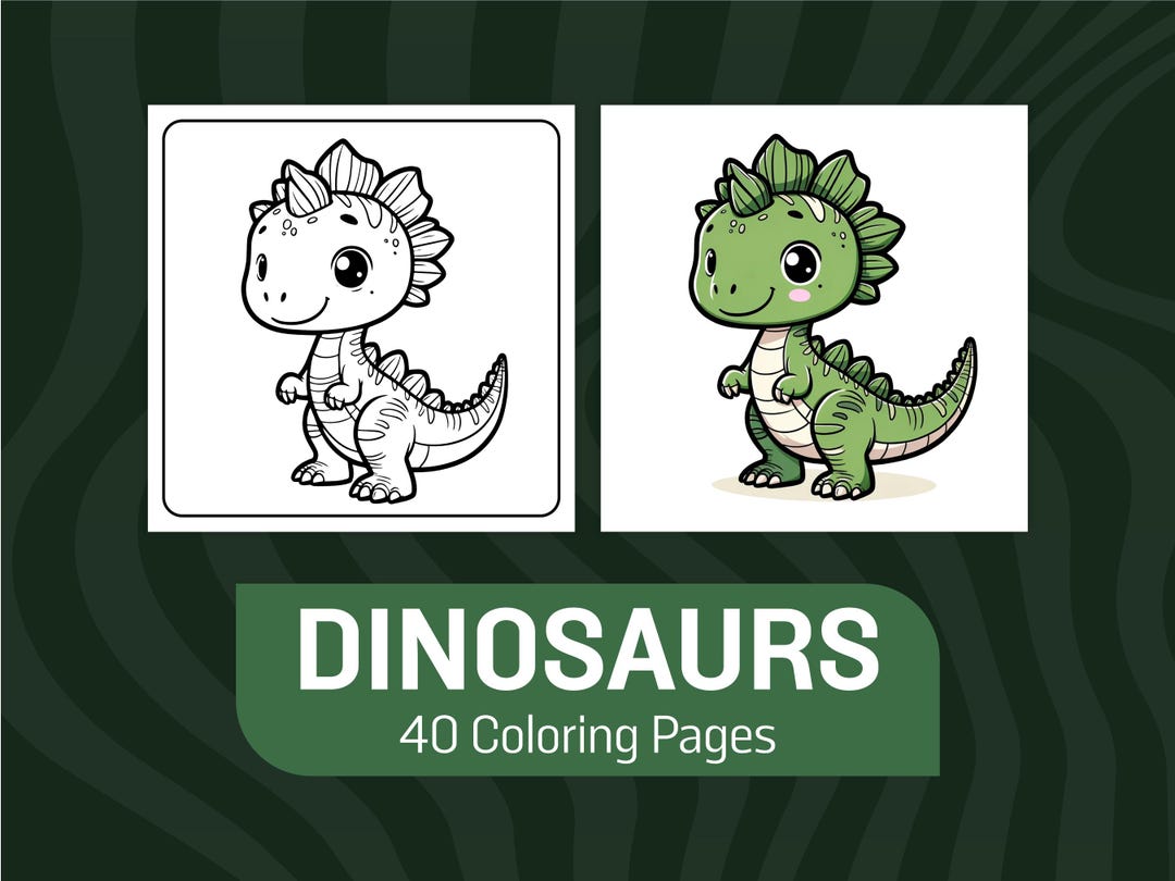 40 Cute Dinosaur Coloring Pages for Kids - Simple Bold Line Dinosaur ...