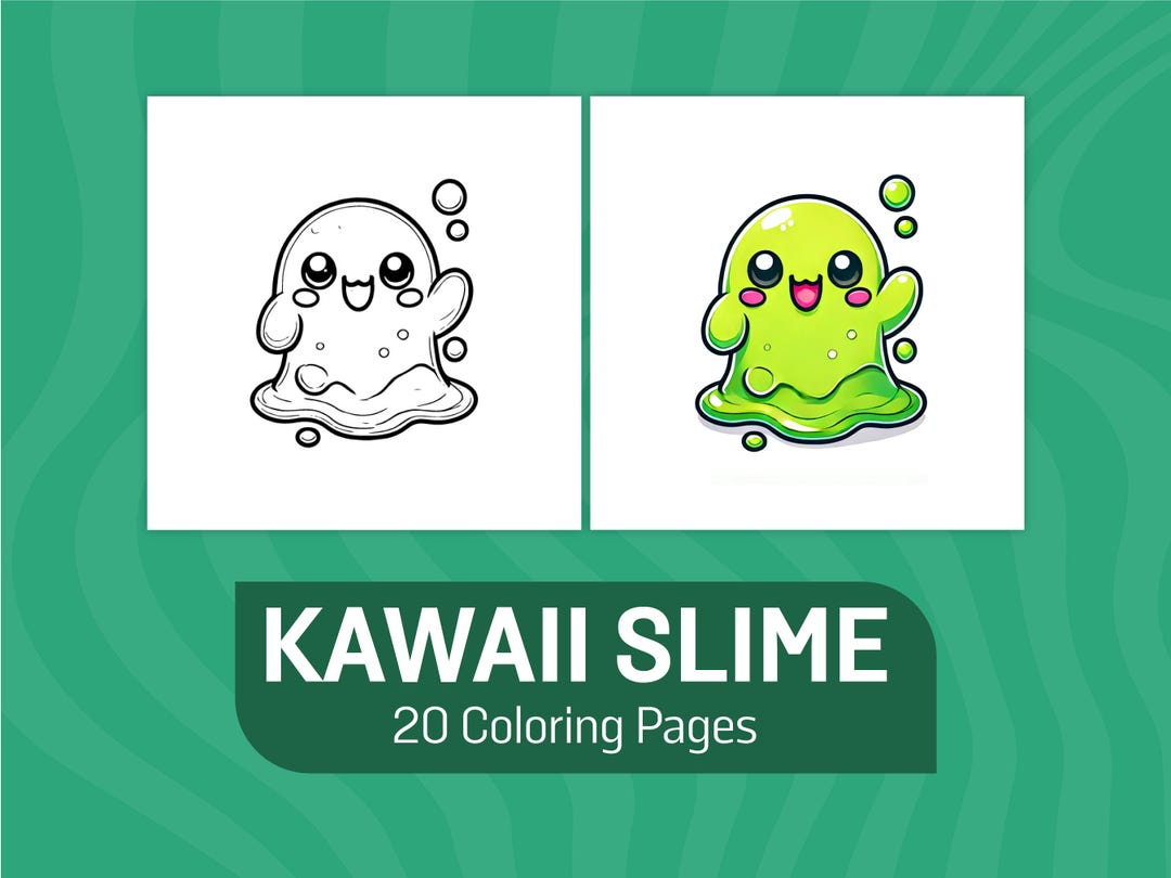 Kawaii Slime Coloring Pages Fun Emotion Slime Coloring Sheets for Kids ...