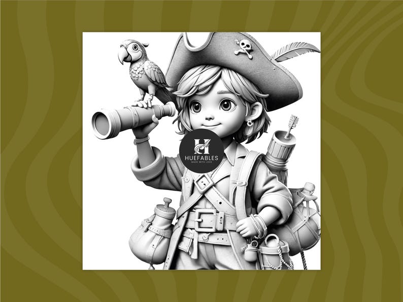 Cute Pirate Girls Coloring Pages | Grayscale Printable Coloring Sheets ...